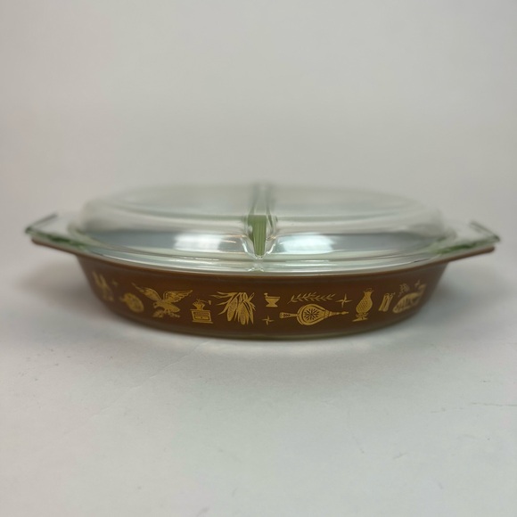 Pyrex | Dining | Pyrex Vintage Earlyamerican Divided Casserole Dish ...